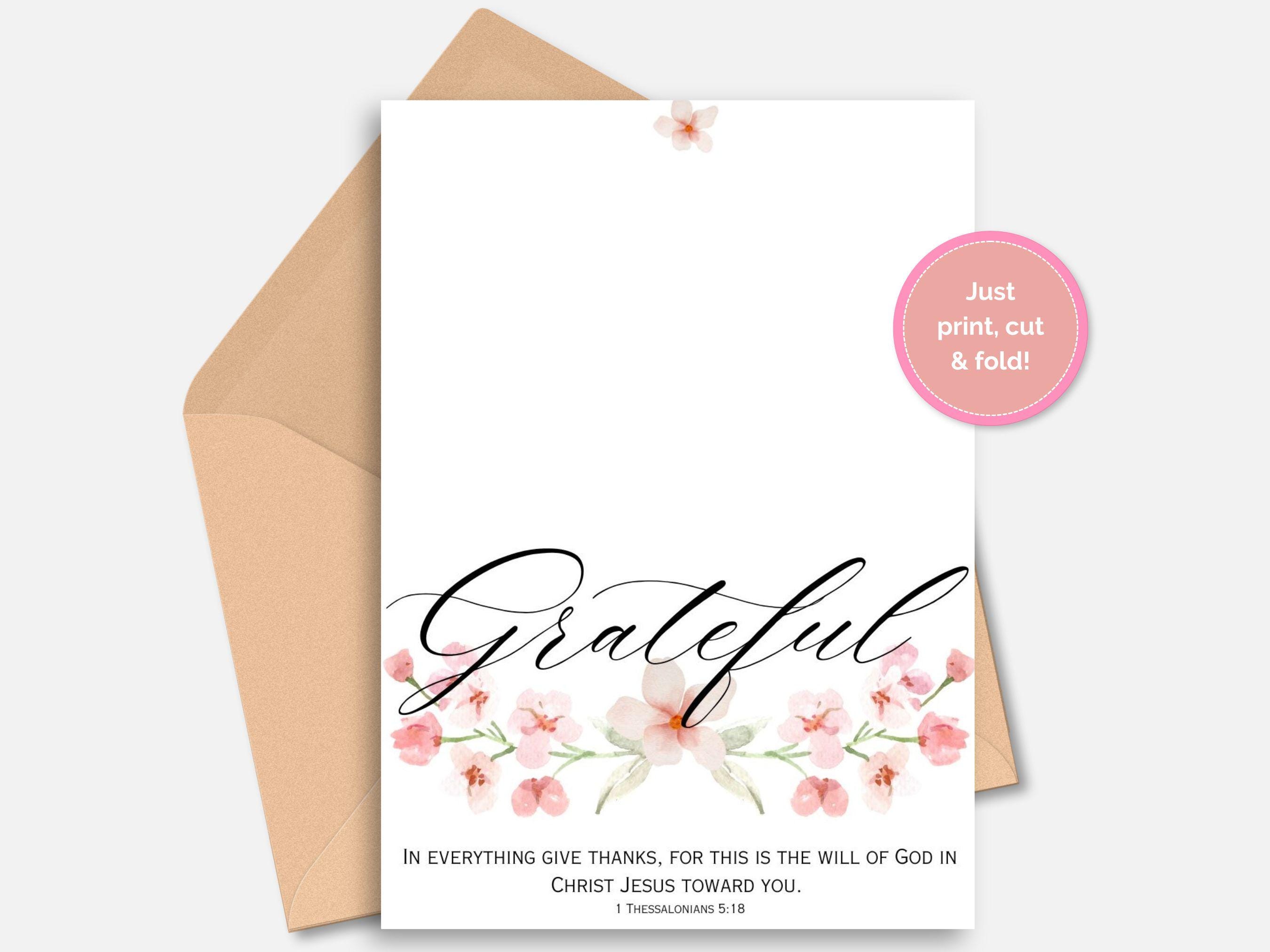 Bible Verse Thank You Card, Scripture Gratitude Card, Printable Thank ...