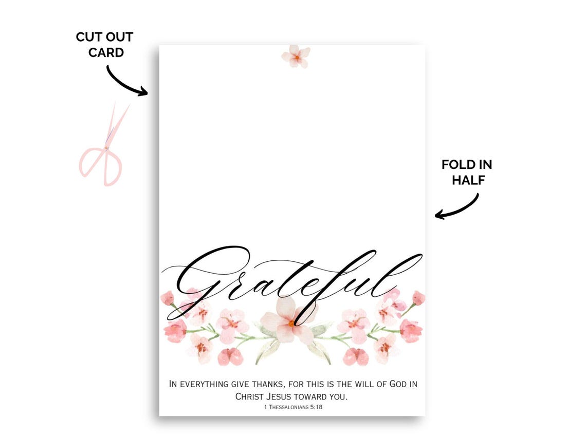 Bible Verse Thank You Card, Scripture Gratitude Card, Printable Thank ...