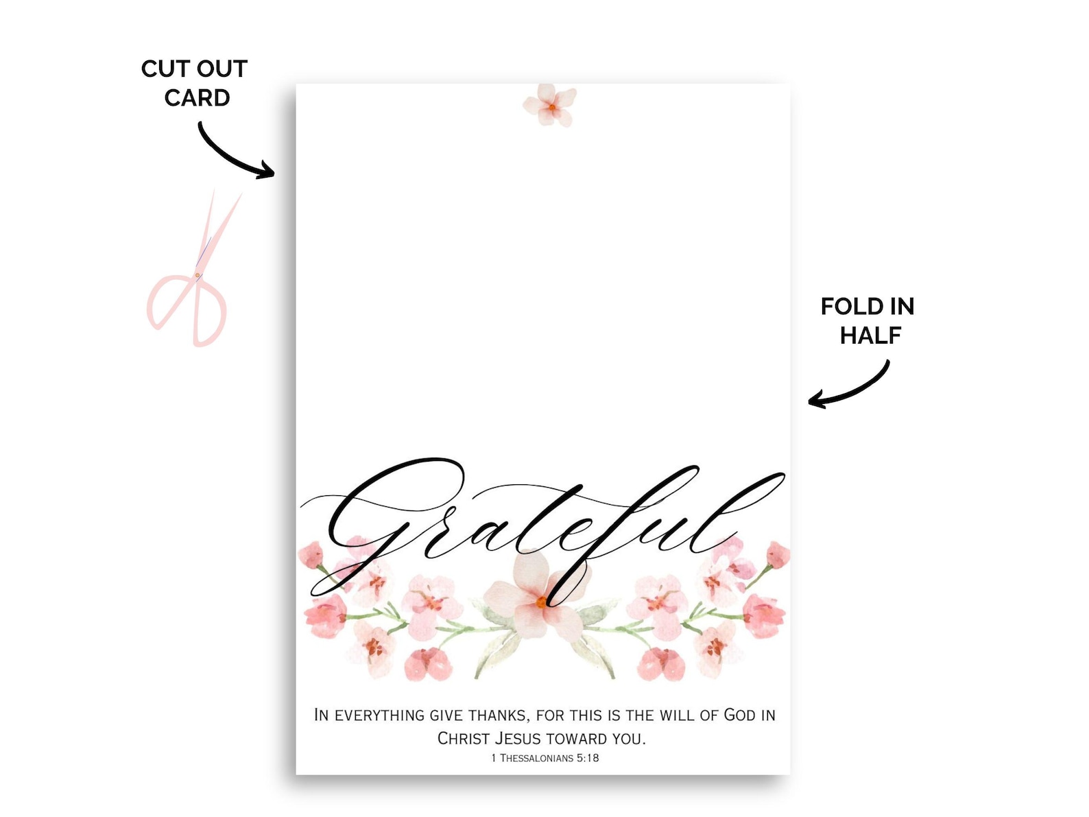 Bible Verse Thank You Card, Floral Watercolor (printable) - Etsy