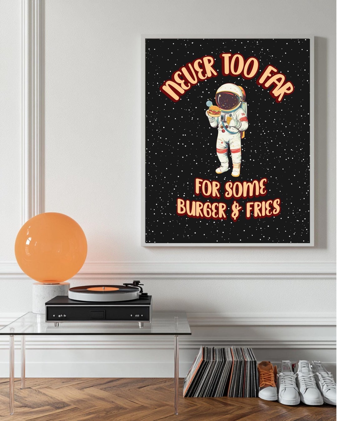 Astronaut Burger & Fries Poster: Funny Space Art Print (digital ...