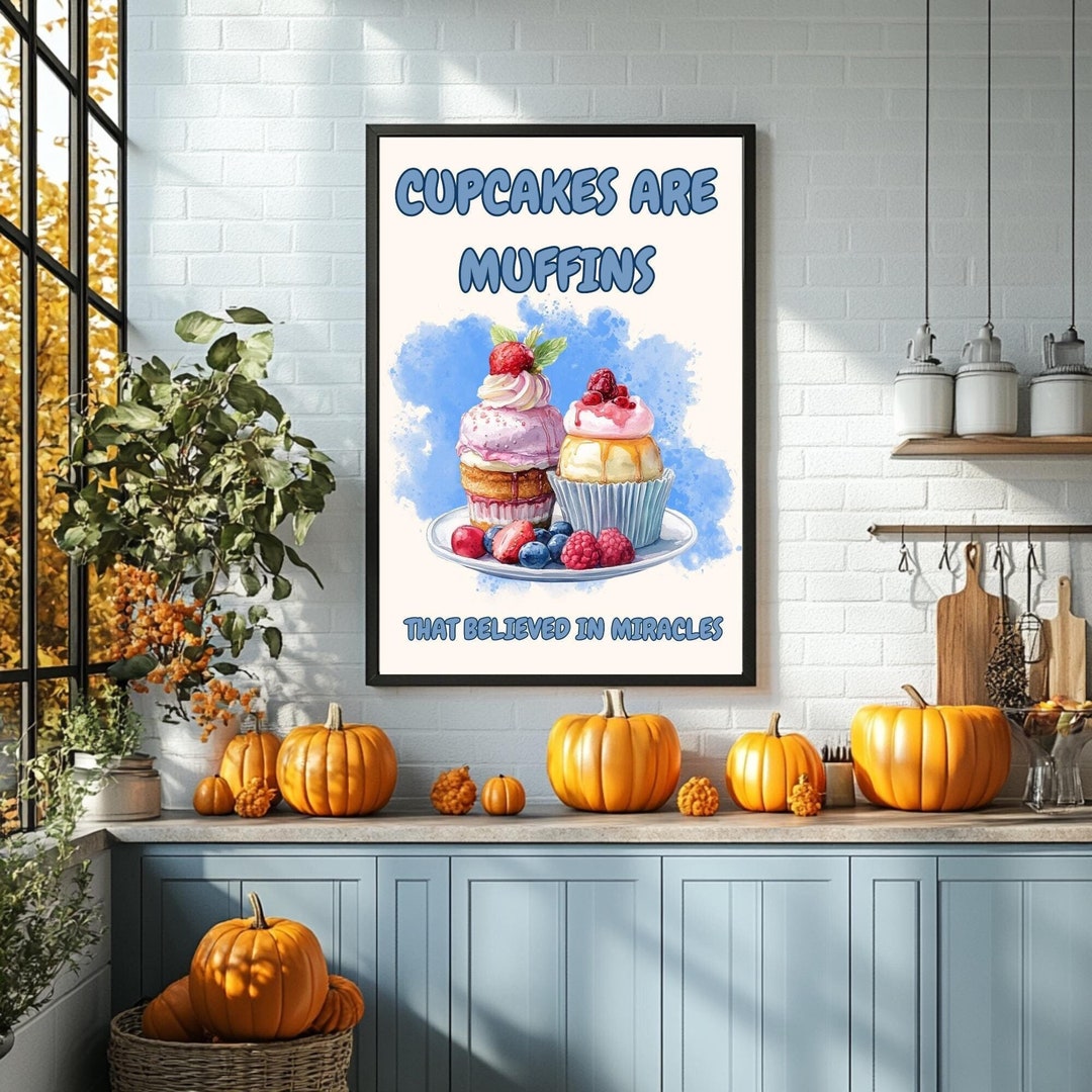 Cupcakes Are Muffins Wall Art,watercolour Print,wall Decor Cupcakes ...