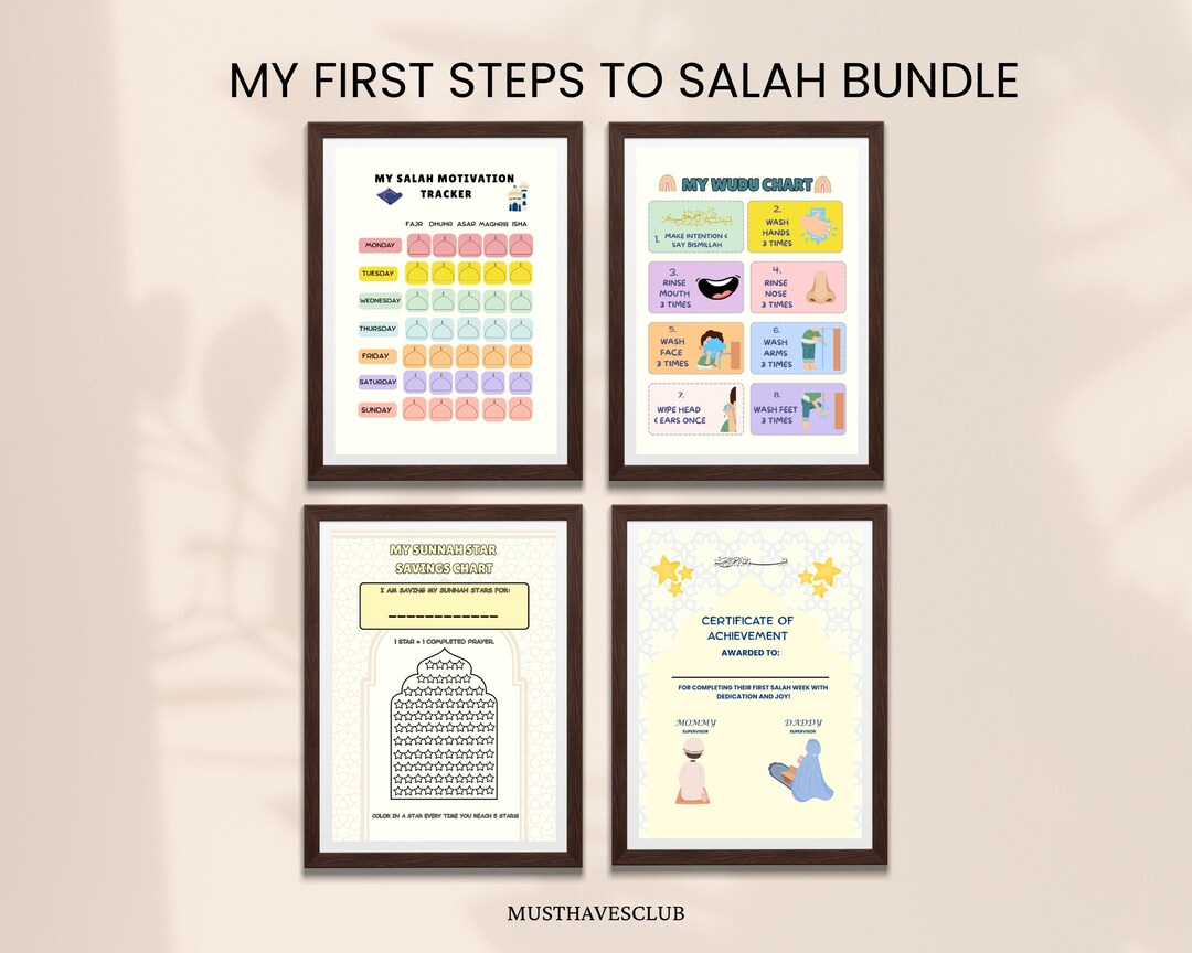 Wudu Chart Printable & Salah Tracker Set,daily Salah Tracker,step by ...