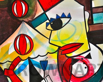 The Juggler II Watercolor Print, Circus Art, Circus Wall Art, Juggling ...