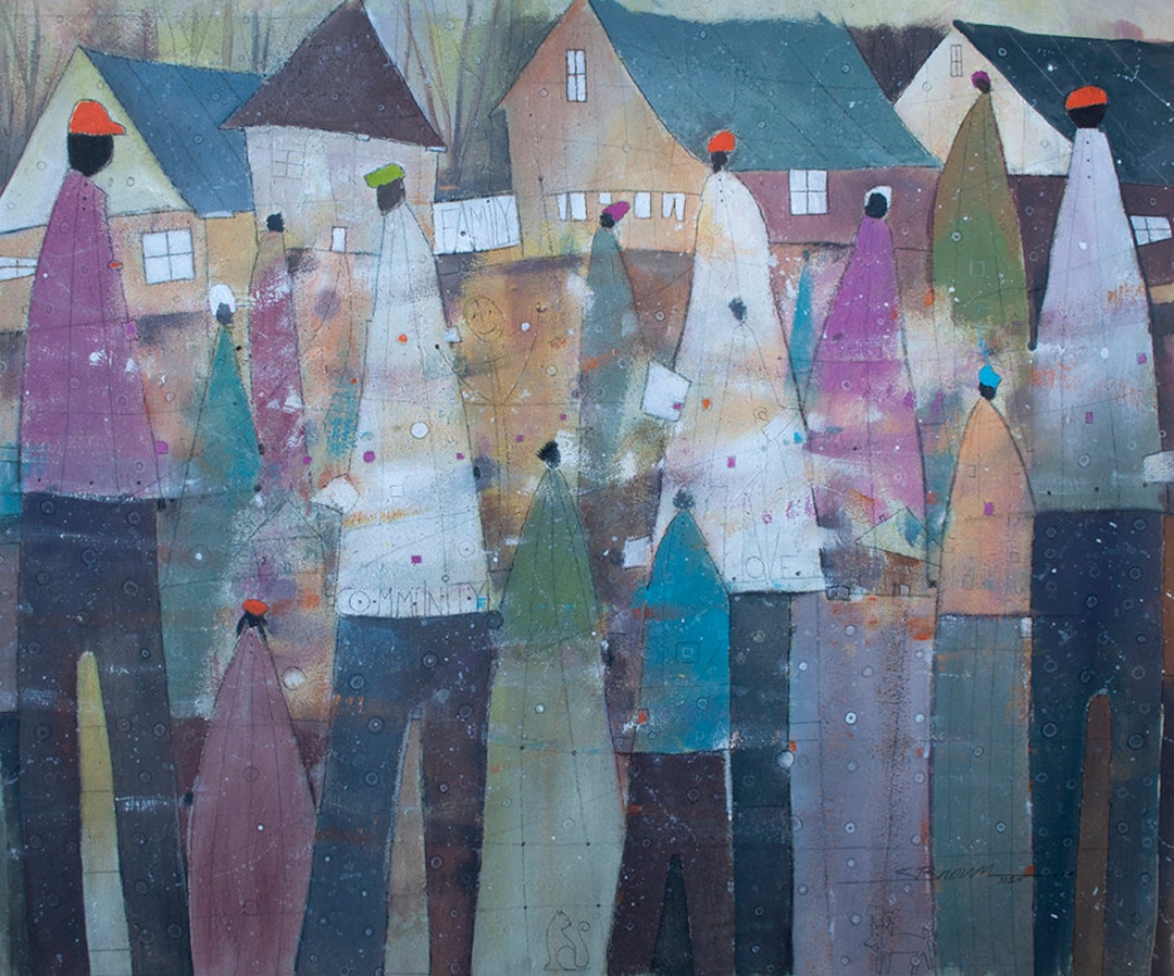 Circle Community Watercolor Print, African American Art, African Black ...