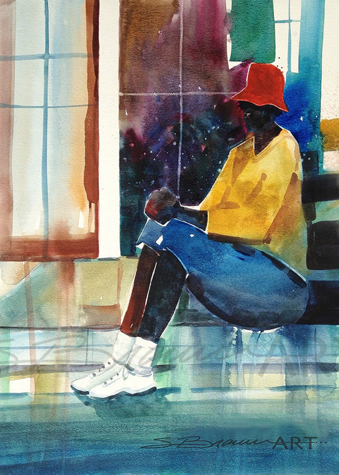 Contemplation on Life Watercolor Print, African American Art ...