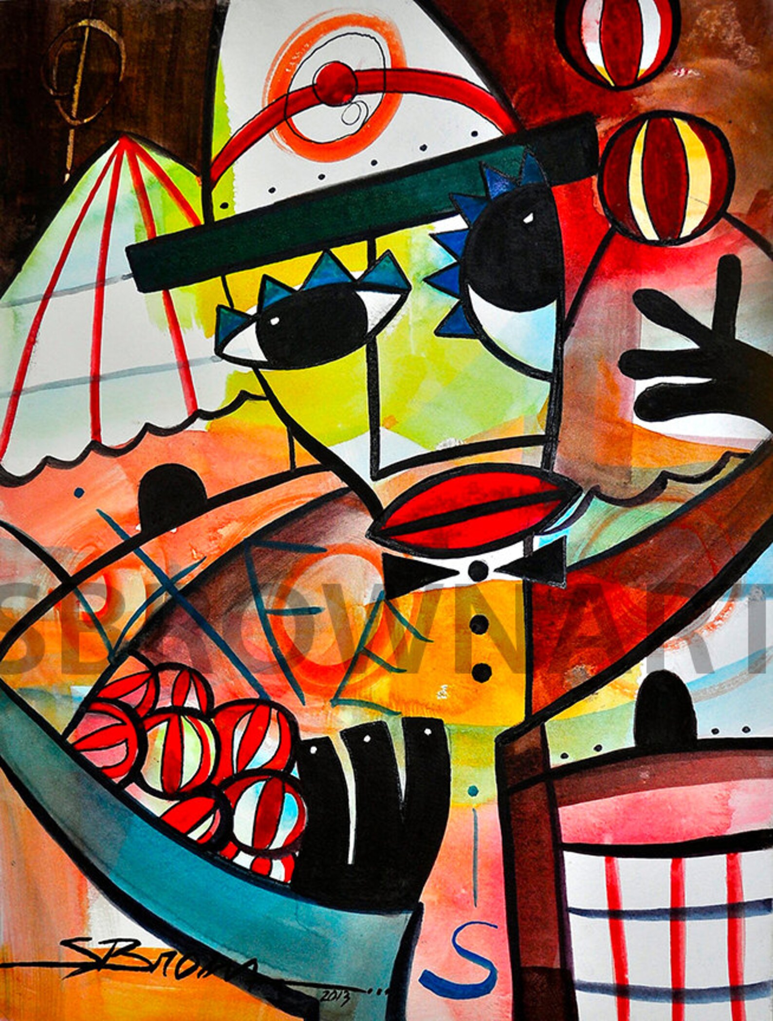The Juggler II Watercolor Print, Circus Art, Circus Wall Art, Juggling ...
