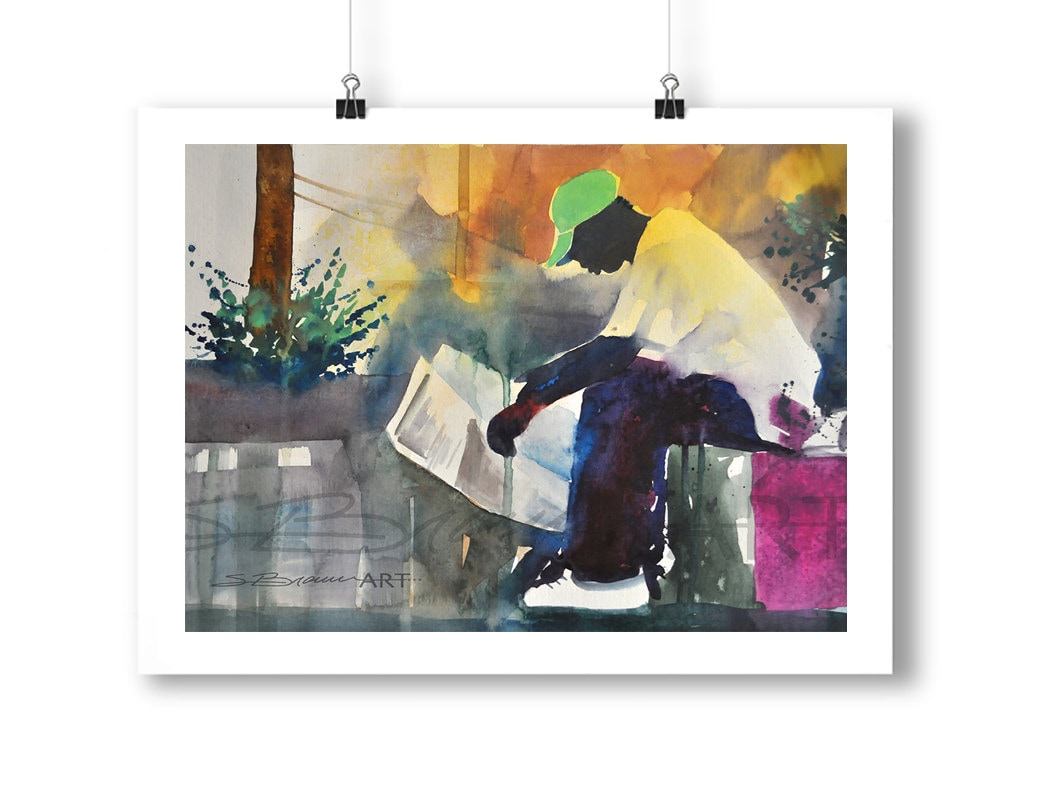 Getting Knowledge Watercolor Painting African American Art - Etsy