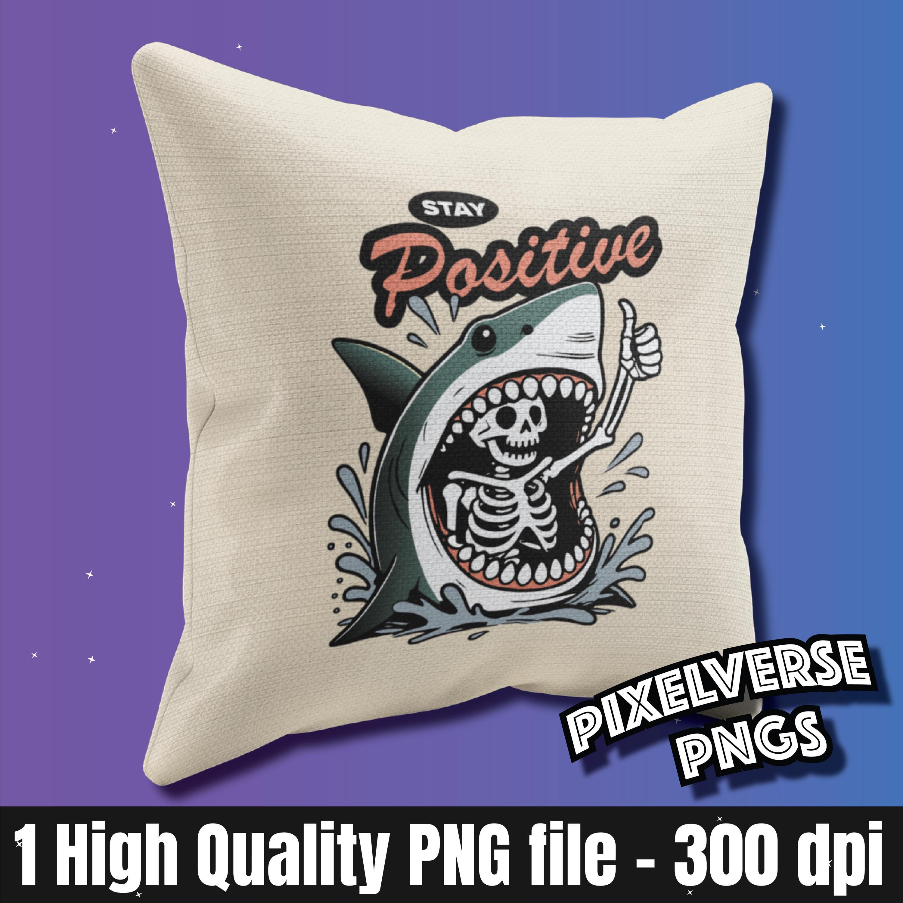 Stay Positive Shark Skeleton Retro PNG | Vintage Style Skeleton Thumbs ...