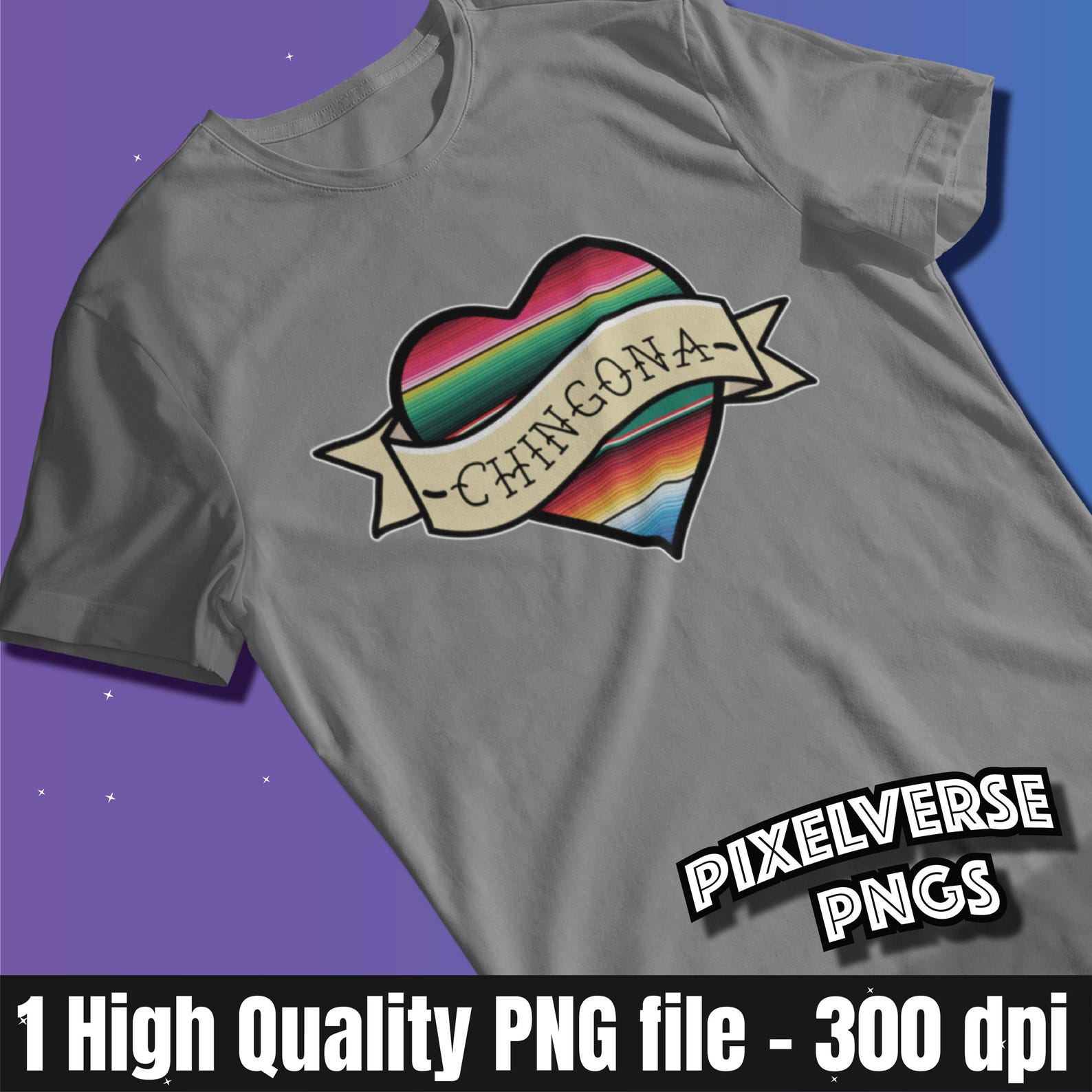 Serape Chingona Heart PNG Vibrant Mexican Serape Banner Design for T ...