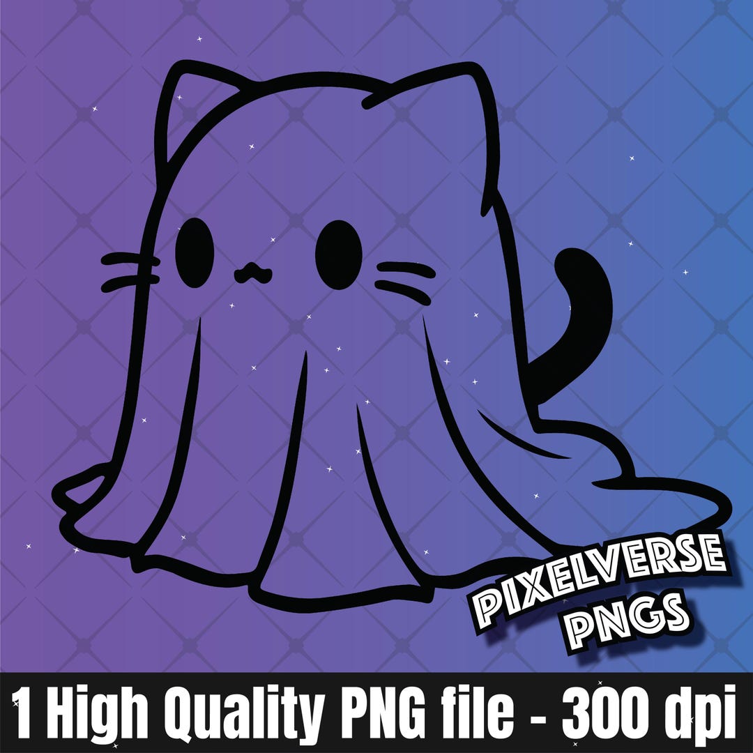 Cute Ghost Kitten PNG | Halloween Cat Digital Art | Spooky Cat Clipart ...