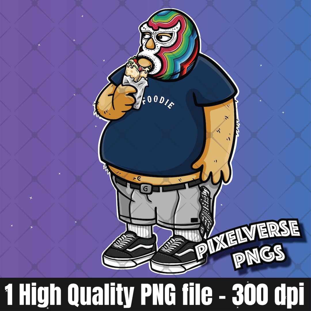 Gordo Foodie Cholo Cartoon PNG Funny Burrito Eating Character ...