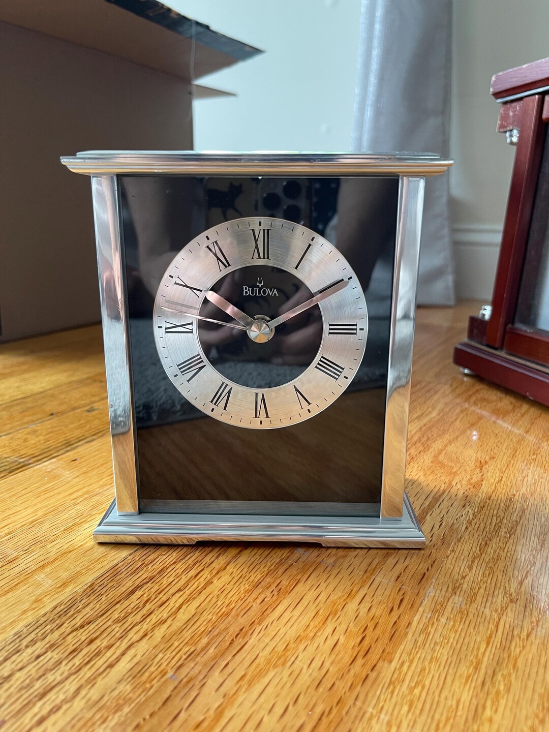 Bulova Silver Vintage Table Top Clock - Etsy