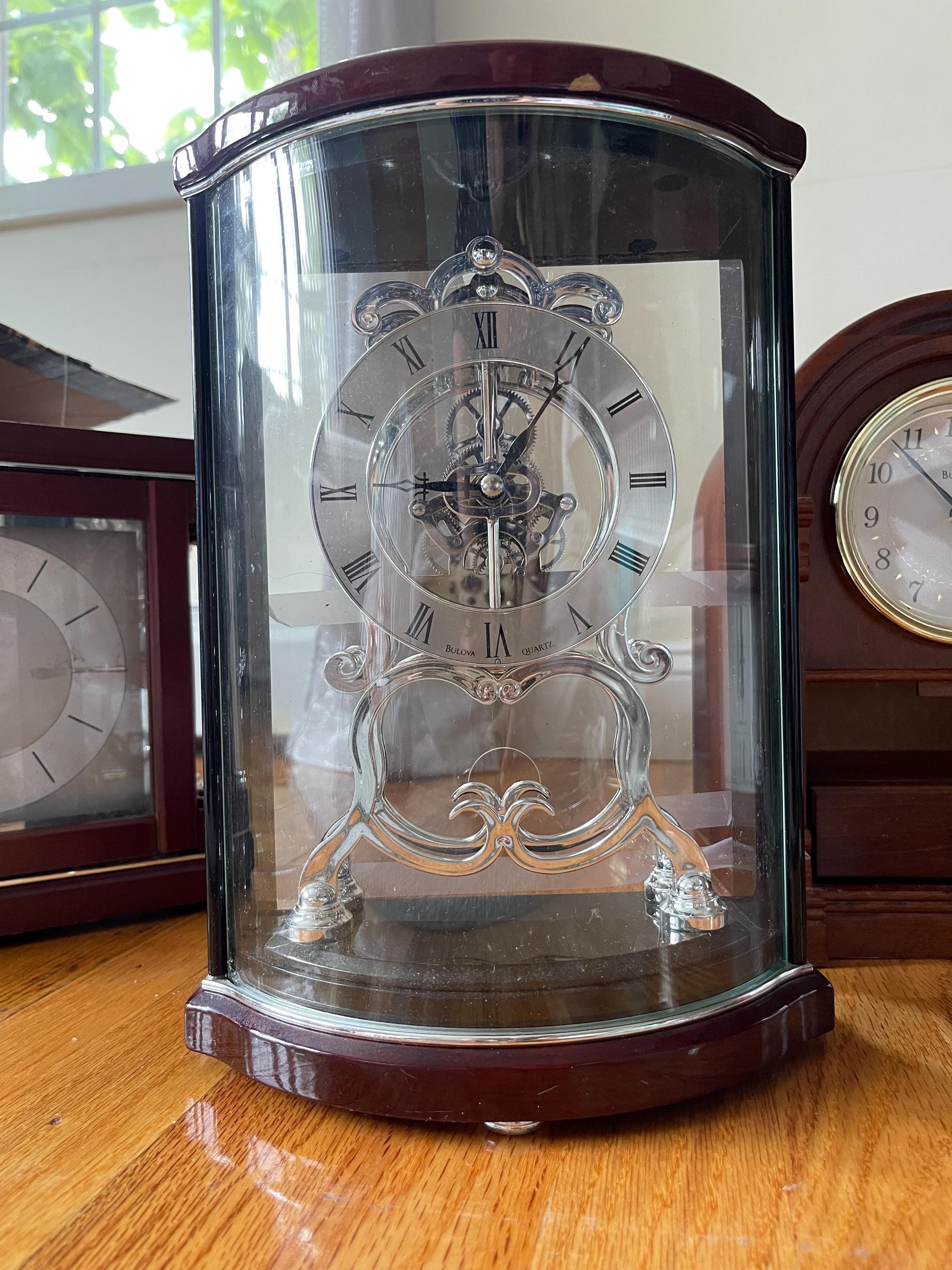 Bulova Quartz Vintage Dark Brown Table Top Clock - Etsy