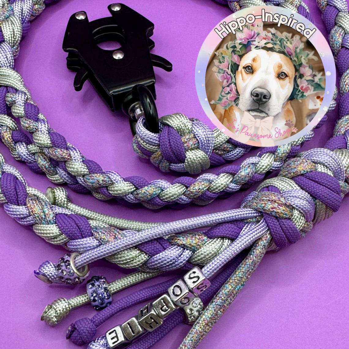 Luna Paracord Dog Leash With Swivel Frog Clip and Incorporated Traffic ...