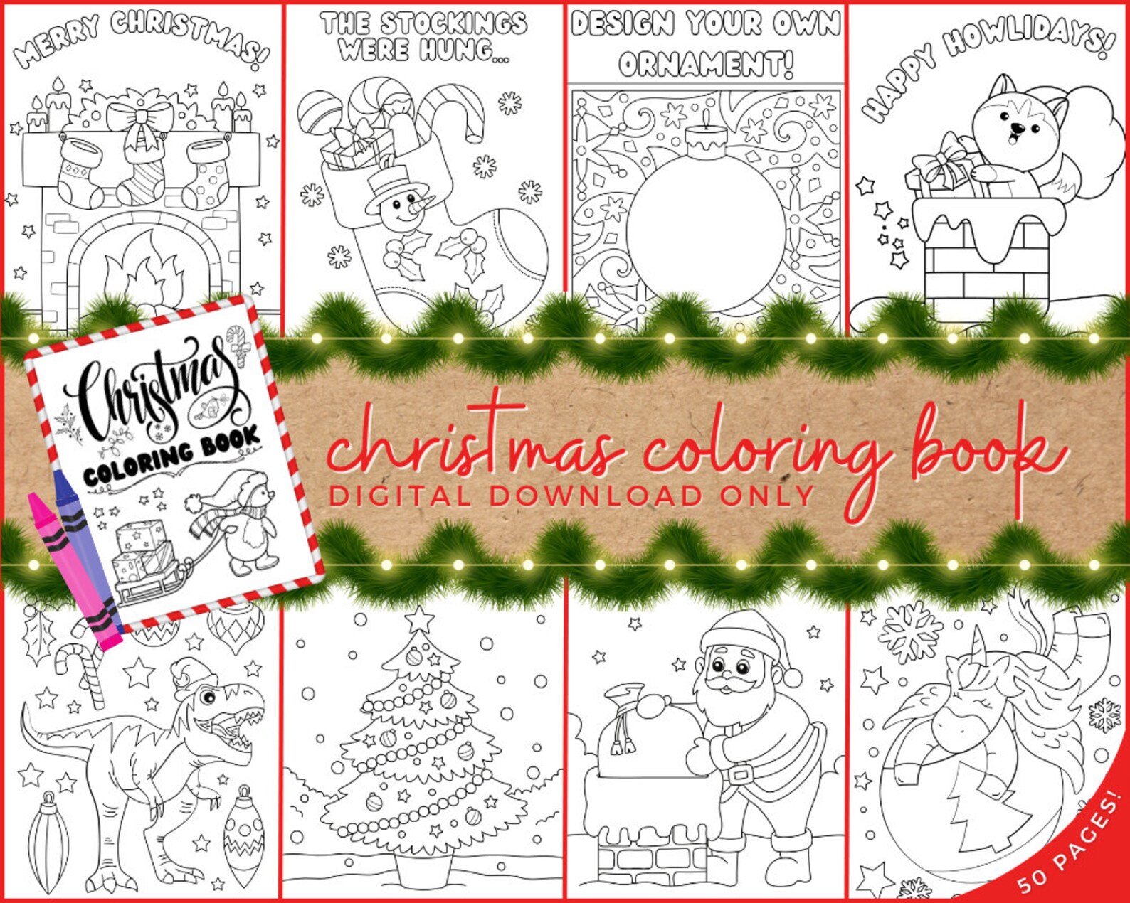 50 Christmas Coloring Pages, Christmas Printable, Christmas Games ...