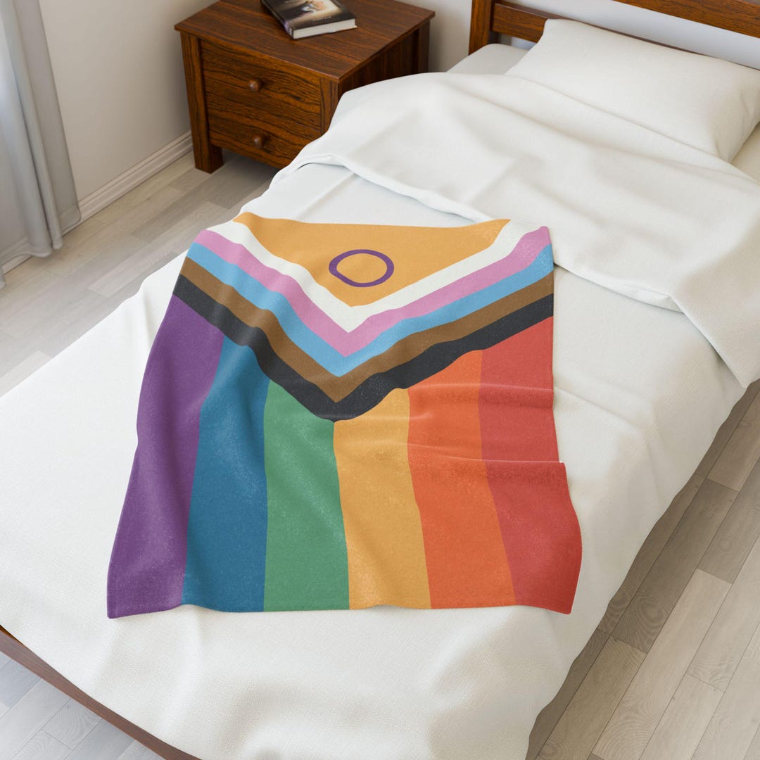 Progress Pride Flag Blanket, Intersex Inclusive Velveteen Plush Throw ...