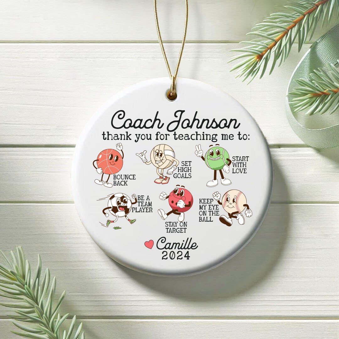 PE Teacher Thank You Christmas Ornament, Personalized Gym Teacher Gift ...