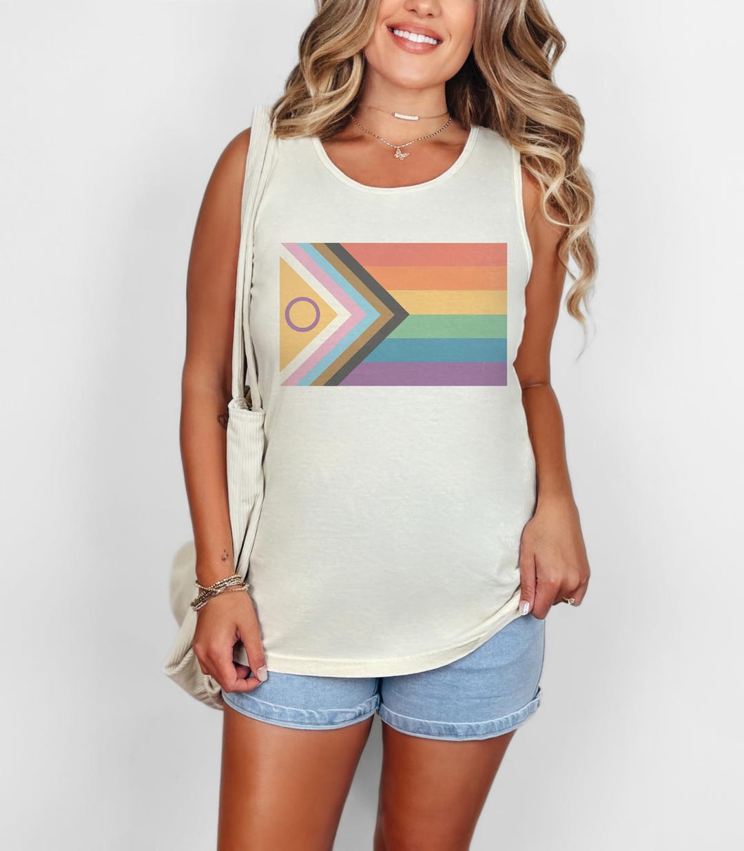 Progress Pride Flag Tank Top, LGBTQIA+ Retro Rainbow Comfort Colors ...