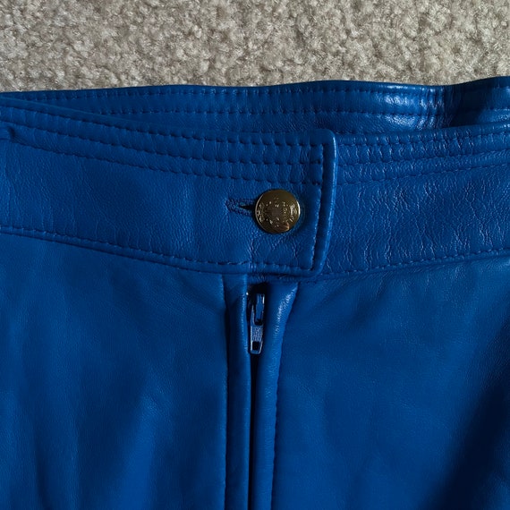 Cobalt Blue Leather High Waist Pencil Skirt Vintage Gem