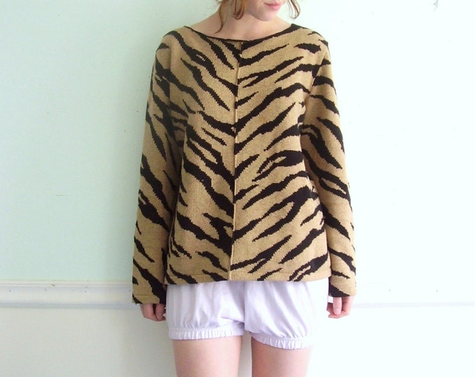 EASY TIGER 80s Striped Tiger Patterned Pullover Sweater S/M - Etsy