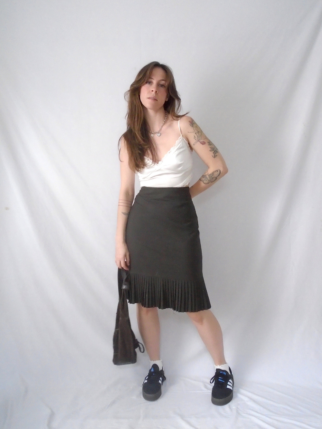 Grey Wool Knife Pleat 2000s Secretary Midi Skirt Vintage Y2k - Etsy