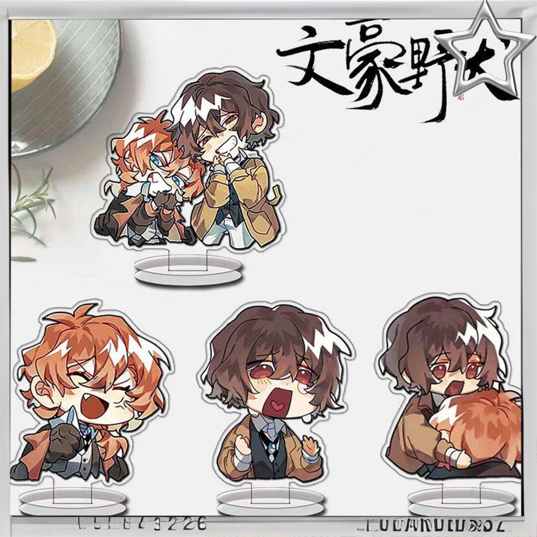 Dazai & Chuuya Mini Acrylic Figure - 5cm Bungo Stray Dogs Desk Ornament ...