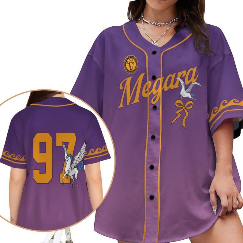 Custom Name Megara Coquette Bow Baseball Jersey Shirt, Disney Hercules ...
