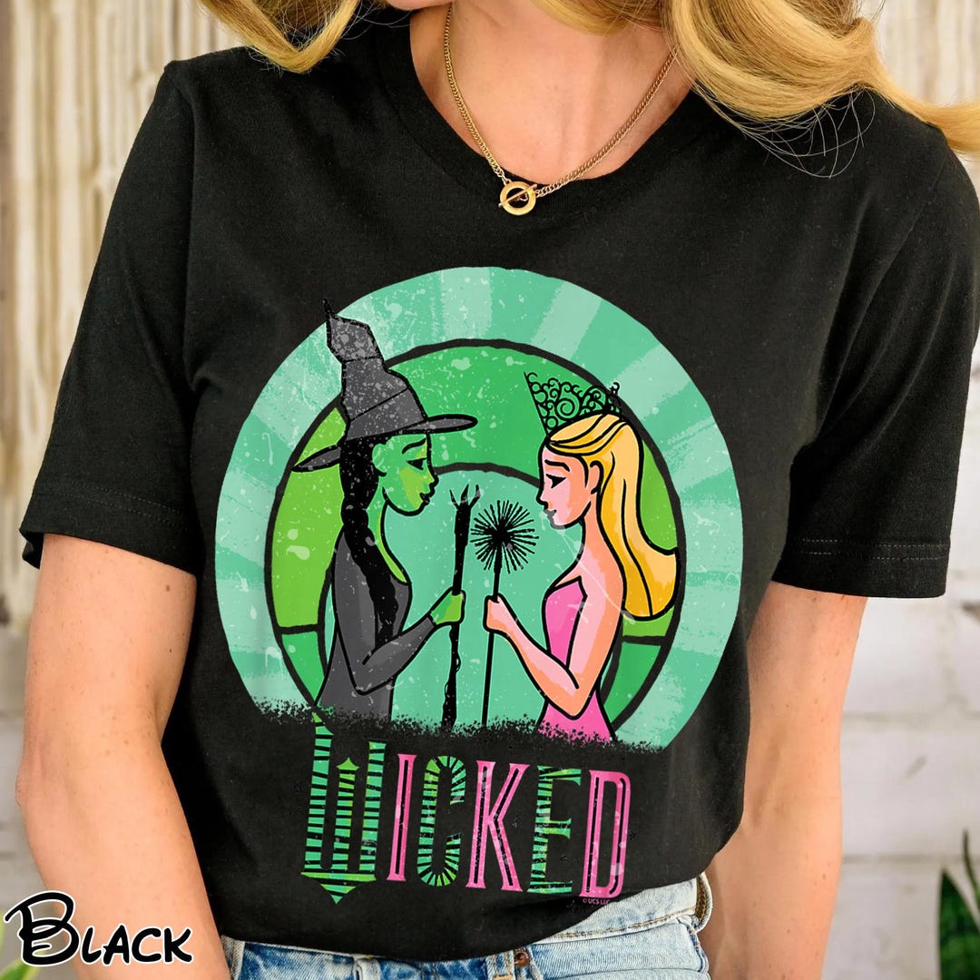 Watercolor Wicked Glinda Elphaba Sketched Shirt, Wizard Defying Gravity ...