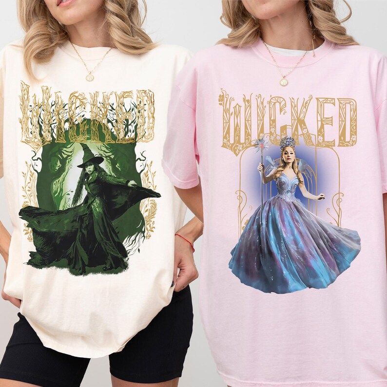Vintage Wicked for Good Glinda Portrait Wicked Elphaba Forest Shirt ...