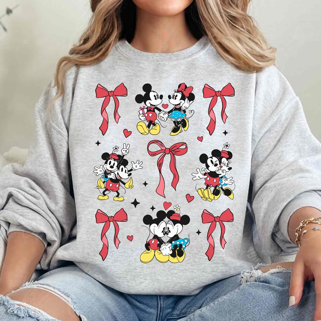 Disney Coquette Bow Mickey and Minnie Couple T-shirt, Mickey Minnie ...