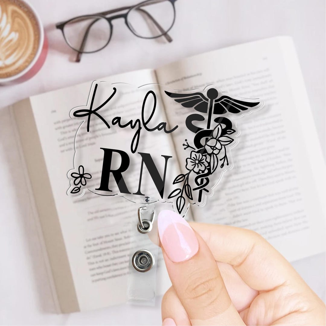 Custom Name Rn Nurse Retractable Badge Reel, Medical Symbol Badge Reel ...