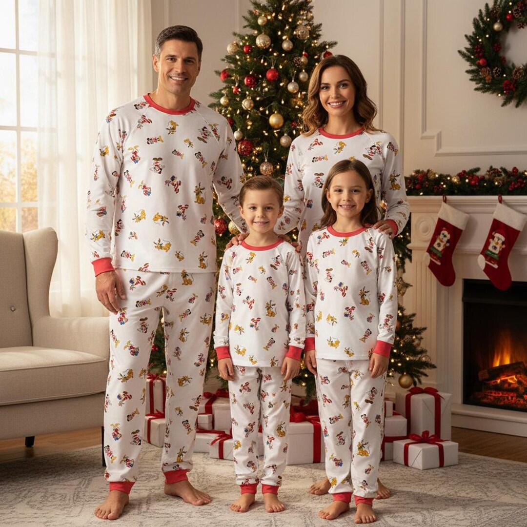 Disney All Characters Christmas Pajamas Set, Cute Mickey and Friends ...