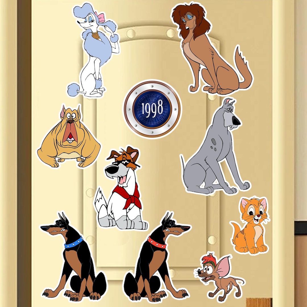 Retro 90s Disney Oliver & Company Vinyl Magnet, Oliver Dodger Tito ...