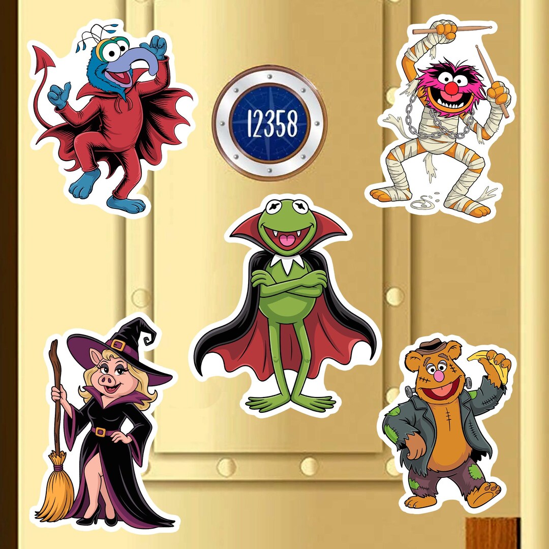 Retro Muppet Halloween Magnet, Disney Kermit the Frog Miss Piggy Fozzie ...