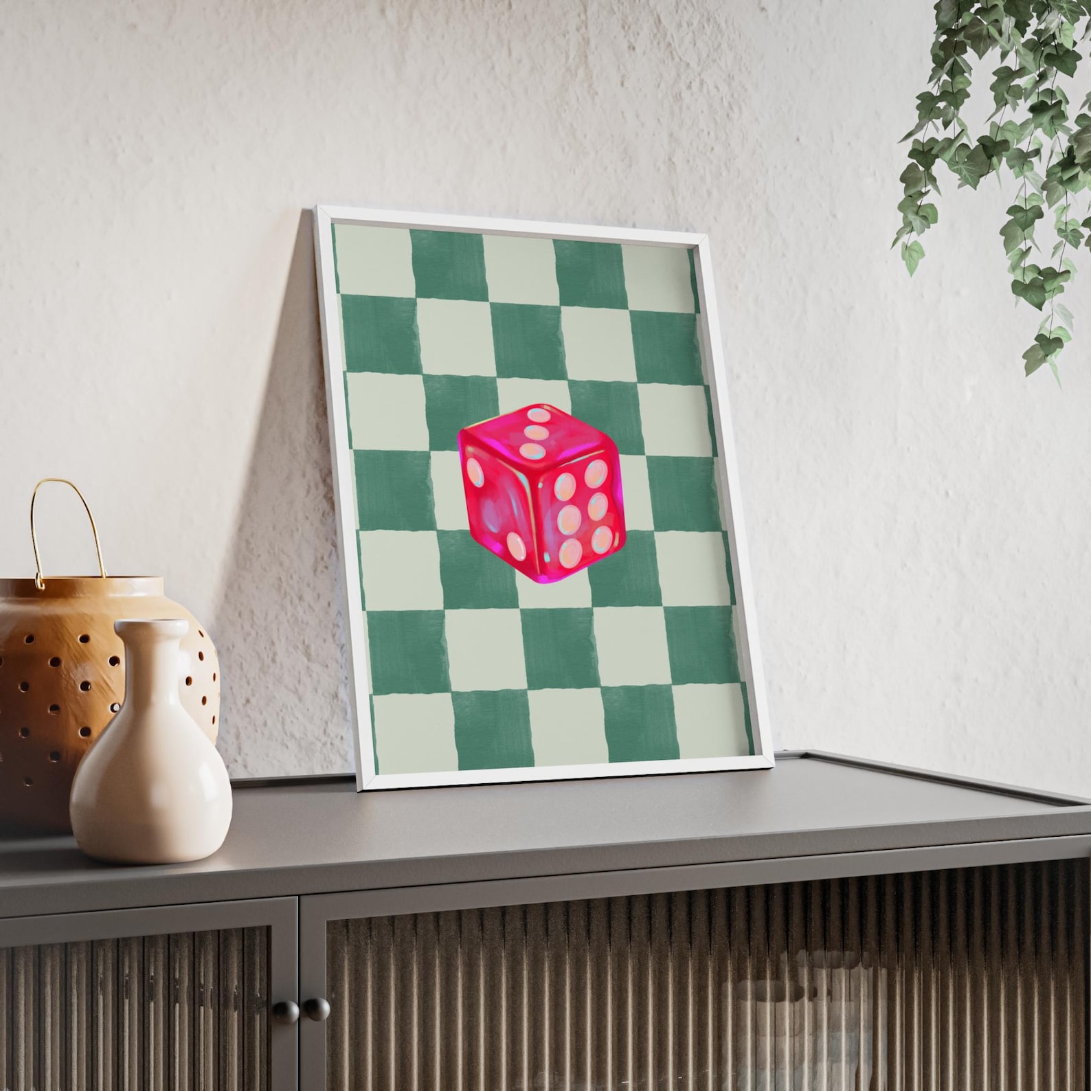 Colorful Dice Art Print With Wooden Frame - Perfect for Game Room Decor ...