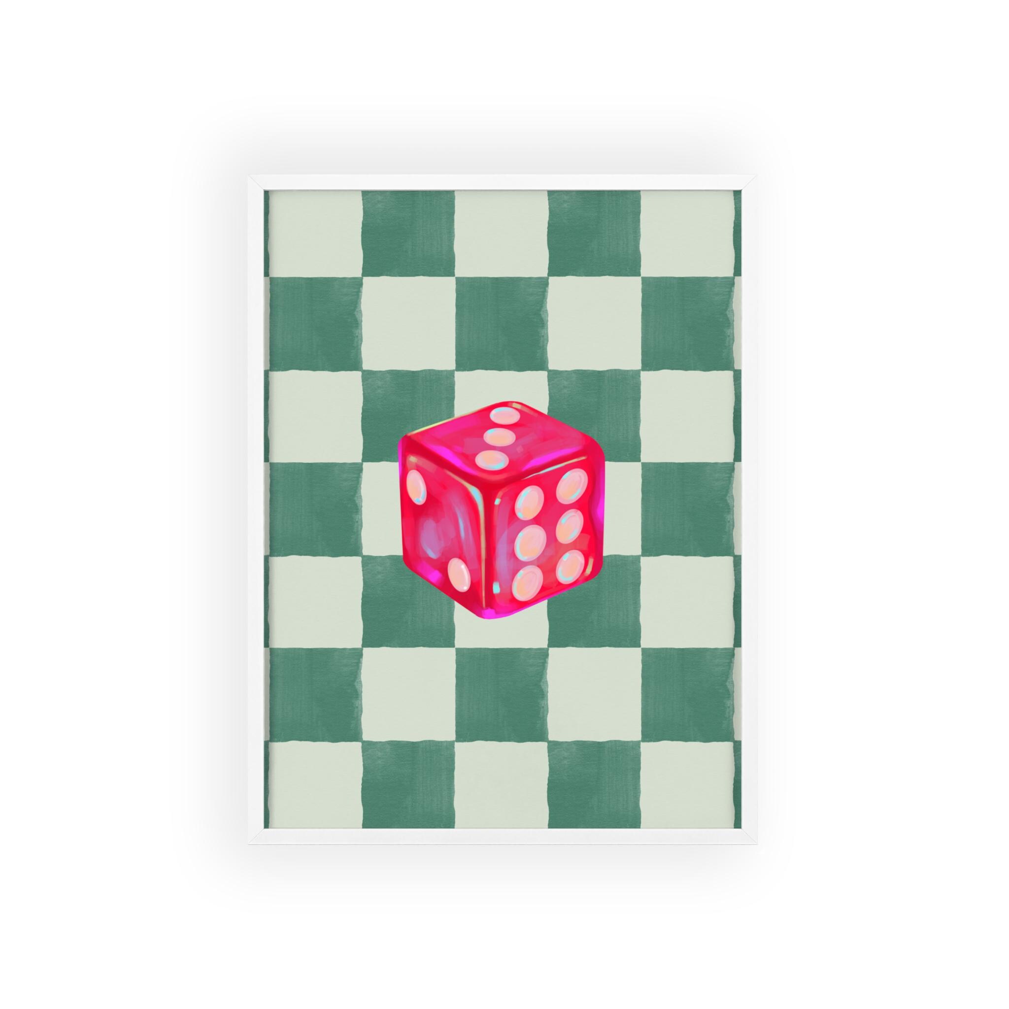 Colorful Dice Art Print With Wooden Frame - Perfect for Game Room Decor ...