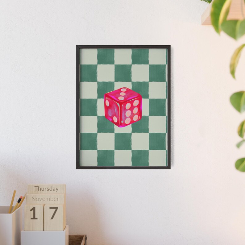 Colorful Dice Art Print With Wooden Frame - Perfect for Game Room Decor ...