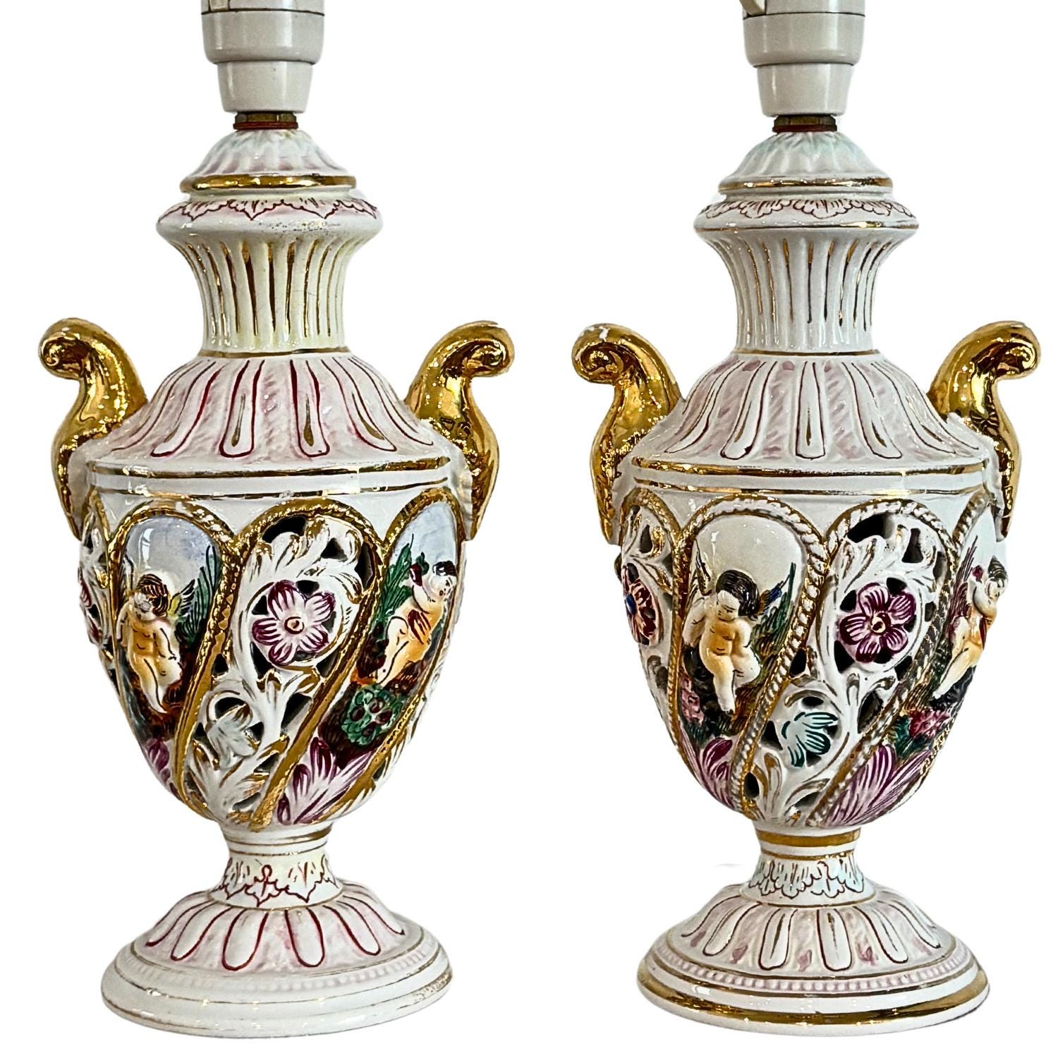 Antique Lamp * Capodimonte Italy * Vintage Italian Porcelain * Hand ...