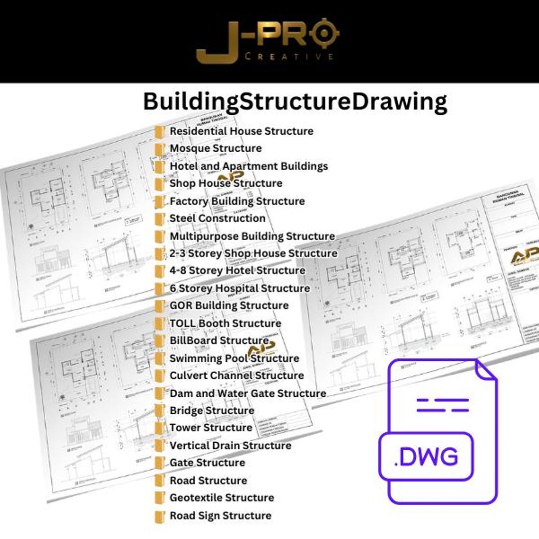 Building Structural Drawing Autocad File Collection Technical Working ...