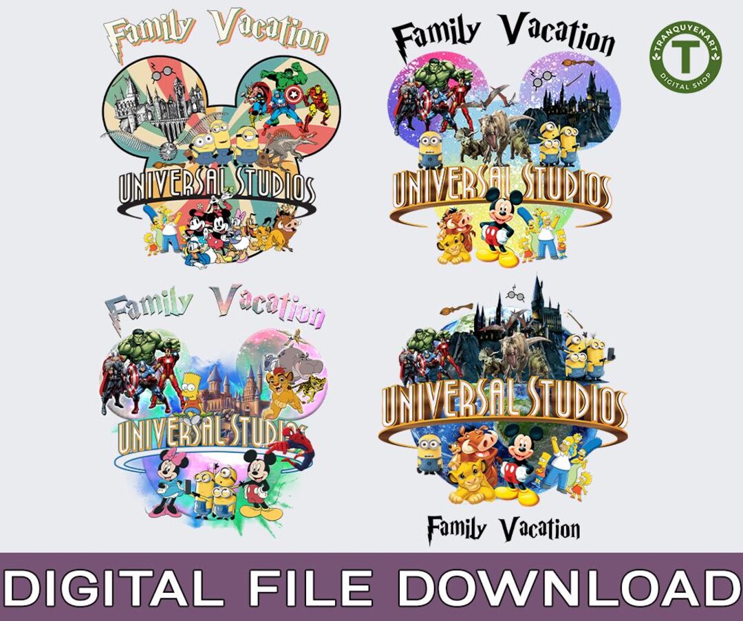Retro Universal Studios PNG Bundle, Magical Kingdom, Family Vacation ...