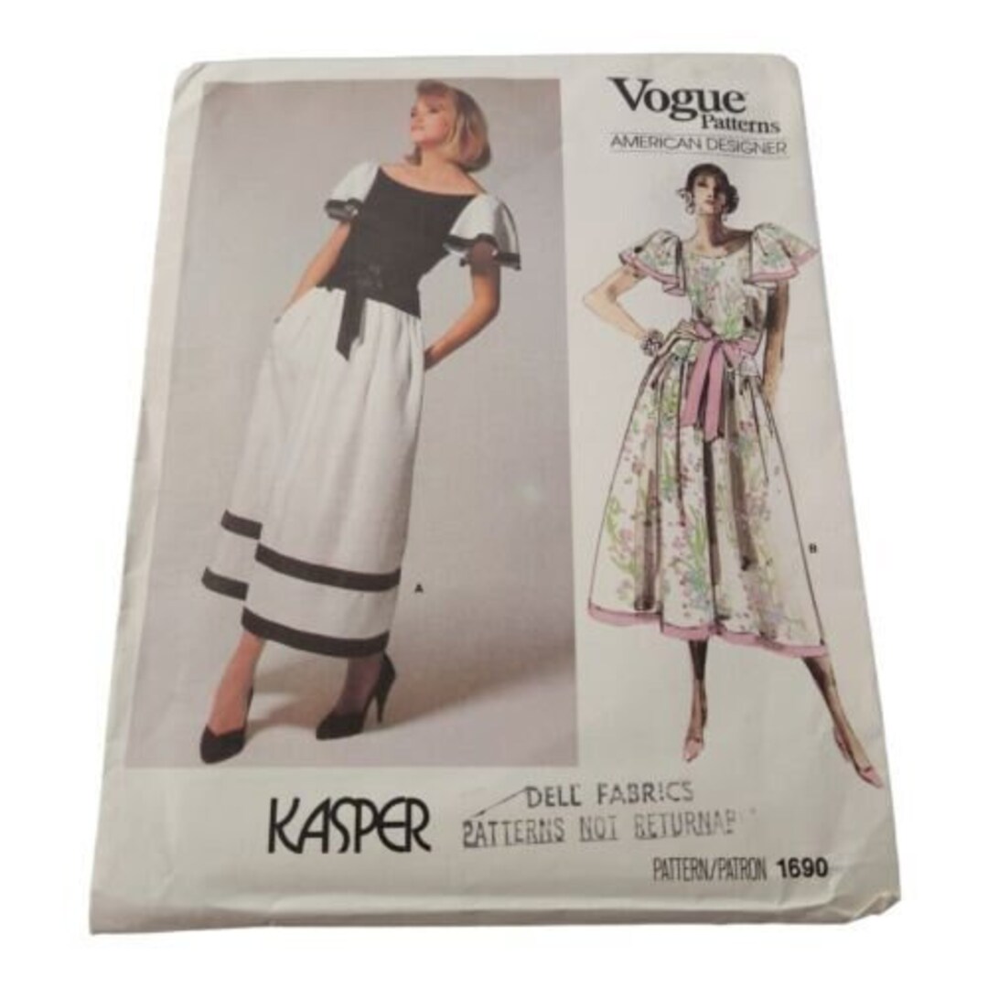 Vogue Pattern American Designer Kaspar Dress 1690 Size 14 1980s - Etsy