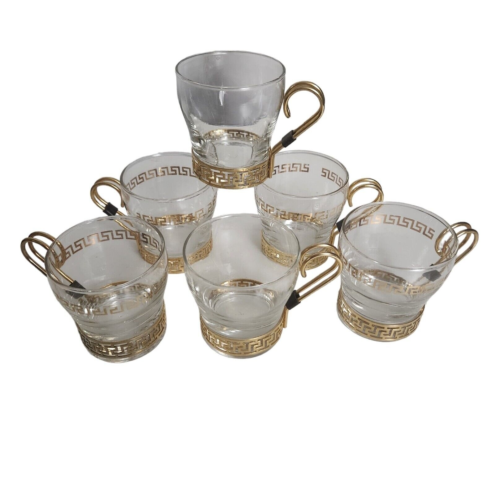 Vintage Libbey Gold Greek Key Glass Continental Coffee Cups Set of 6 - Etsy