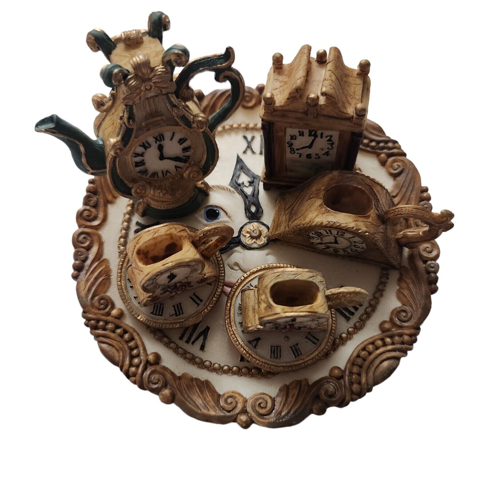 Miniature Vintage Clock Tea Set 1997 Popular Imports in Box Resin ...