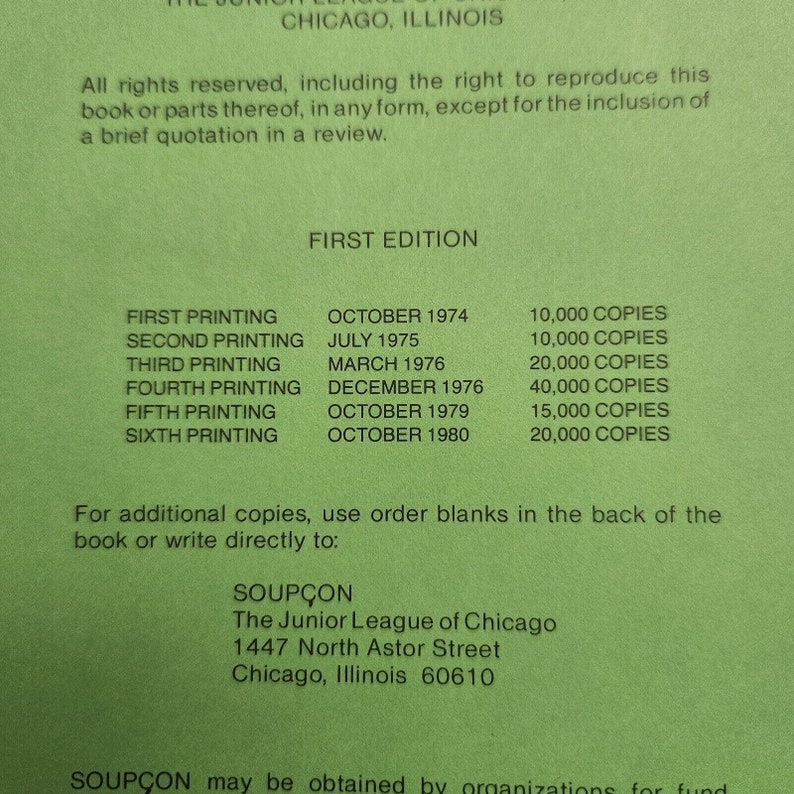 Soupcon I : Seasonal Samplings From the Junior League of Chicago 1974 ...