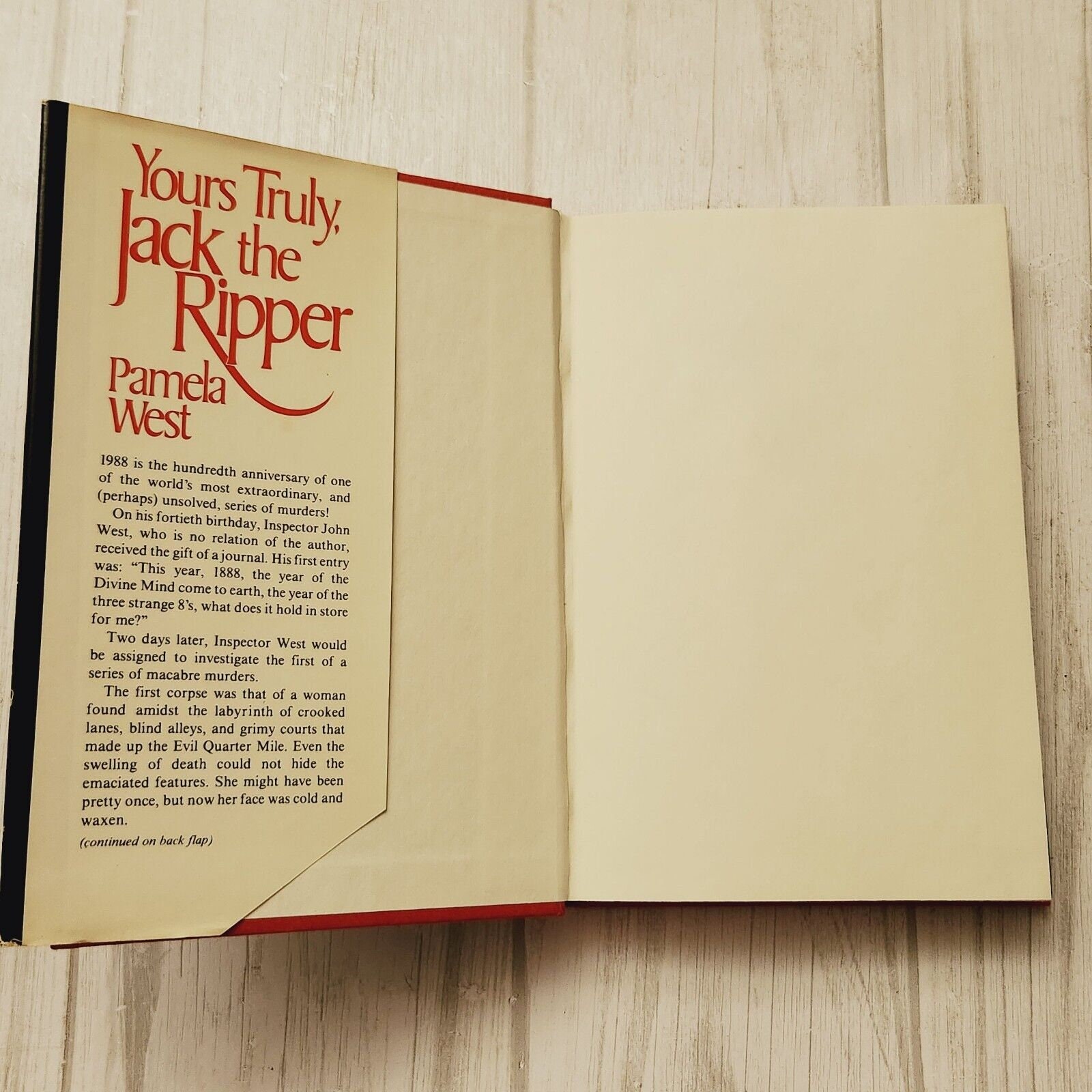 Yours Truly Jack the Ripper Hardcover Pamela West 1987 - Etsy