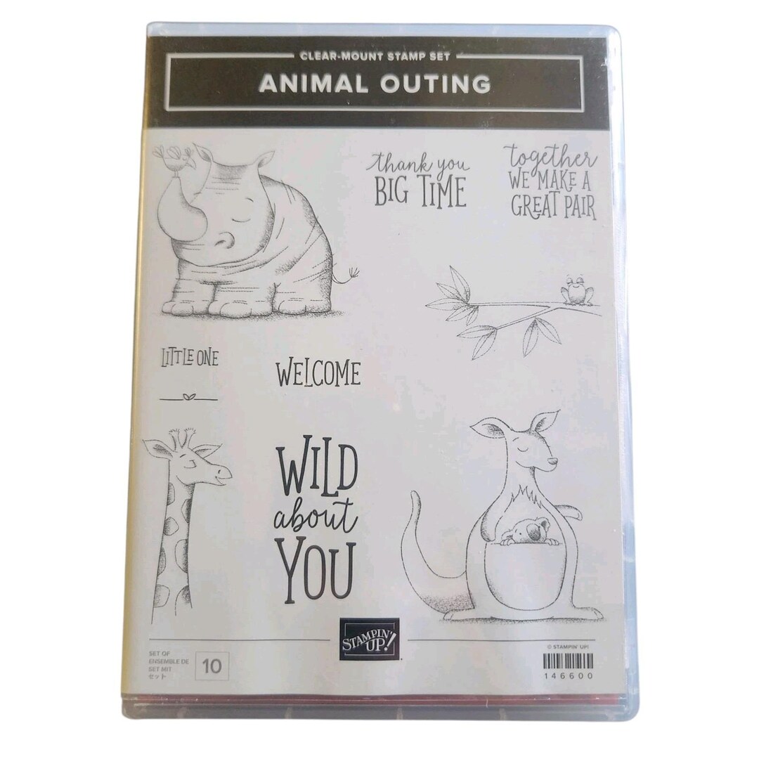 Stampin Up! Animal Outing Stamp Set Cling Stamps Rhino Kangaroo Giraffe ...