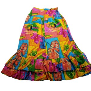 Vintage Phool Tropical Hibicus Floral Fish Bright Colorful Long Skirt ...