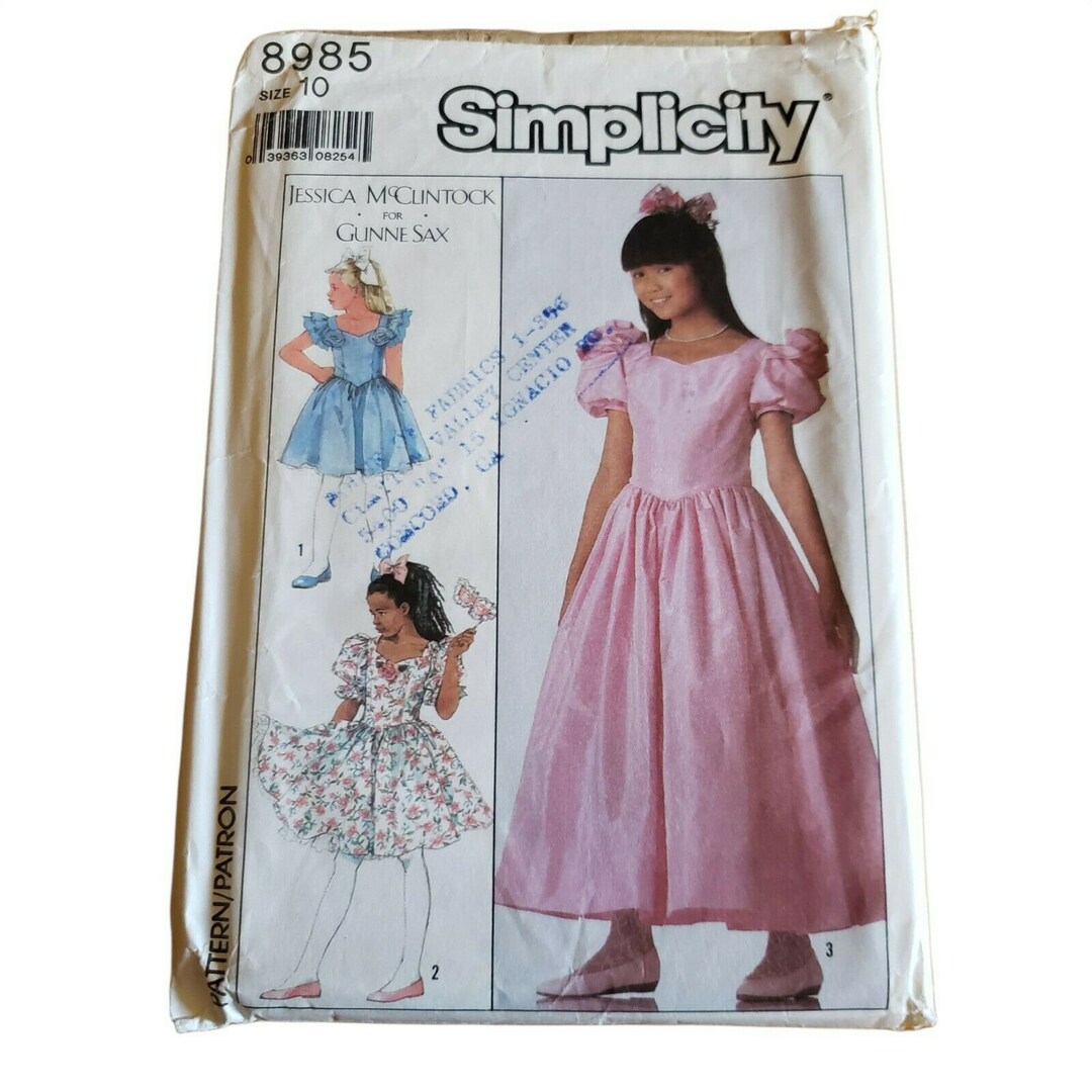 Simplicity Jessica Mcclintock Gunne Sax Dress Pattern 8985 Girl's Size ...