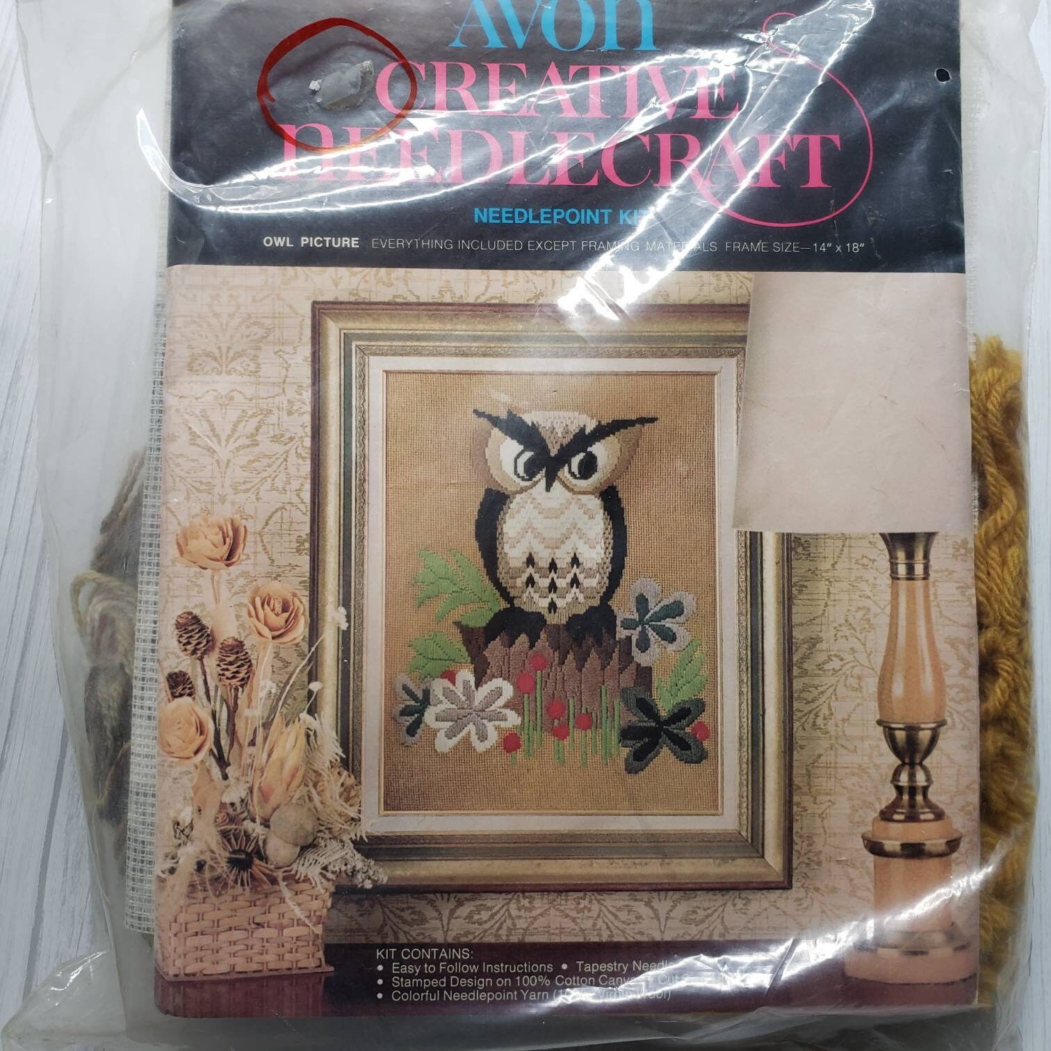 Vintage Avon Creative Owl Picture Needlepoint Kit Needlecraft 1973 ...