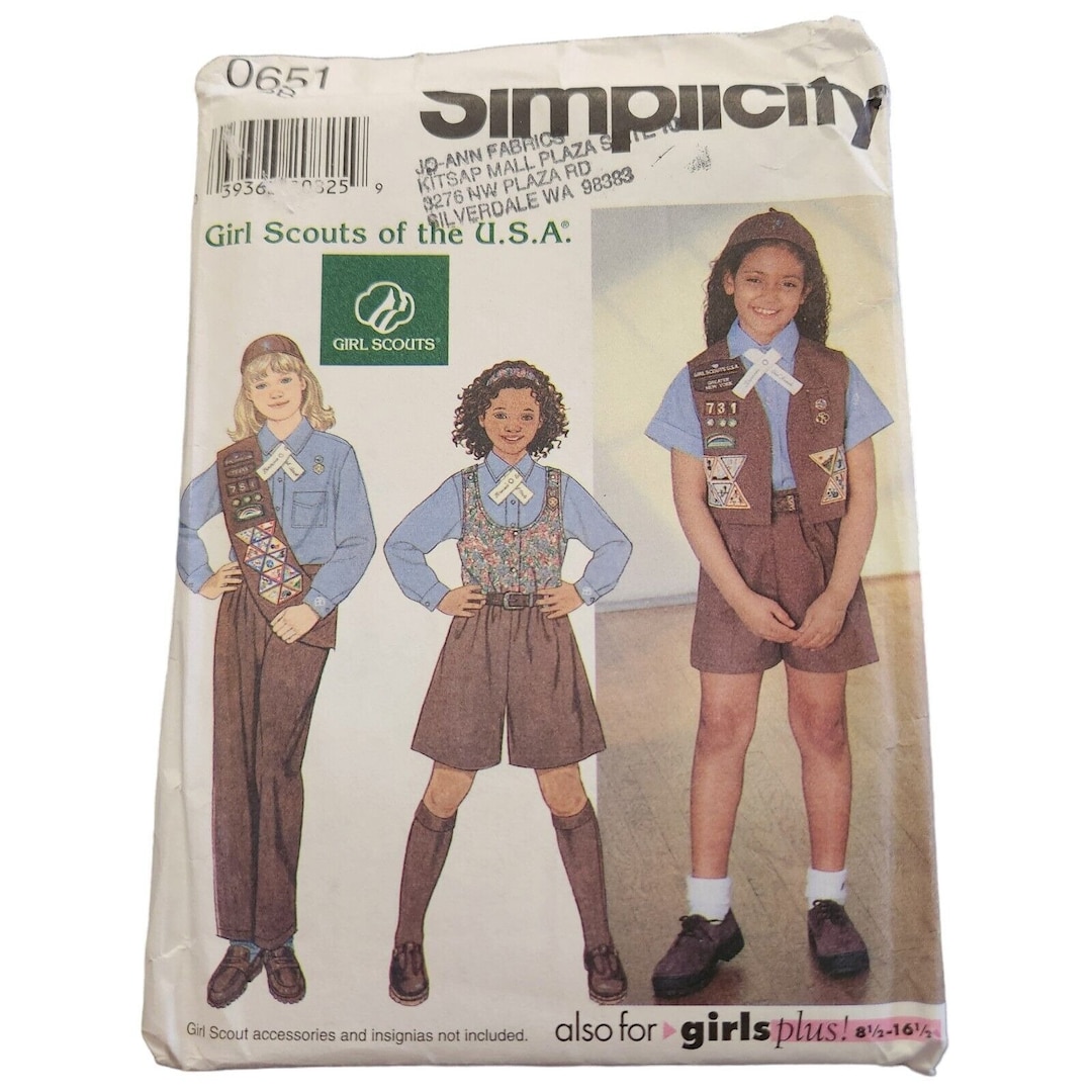 Vintage 90s Simplicity Girl Scout Pattern 0651 Vest, Blouse, Skirt ...